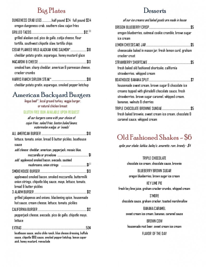 All Day Menu page 2 - Boathouse 19
